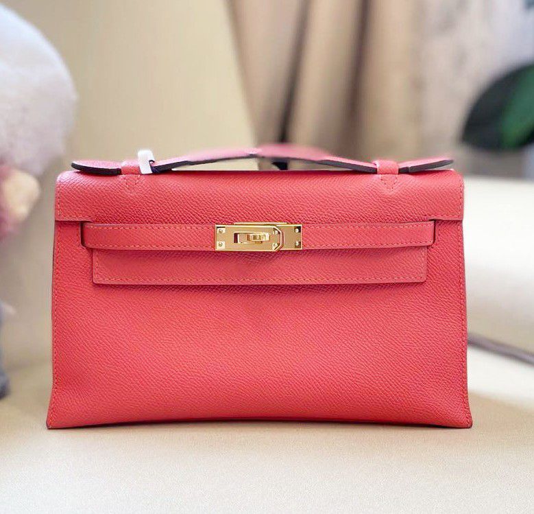 Hermès Kelly Pochette — Rose Jaipur Epsom Leather, Gold Hardware (Stam ...